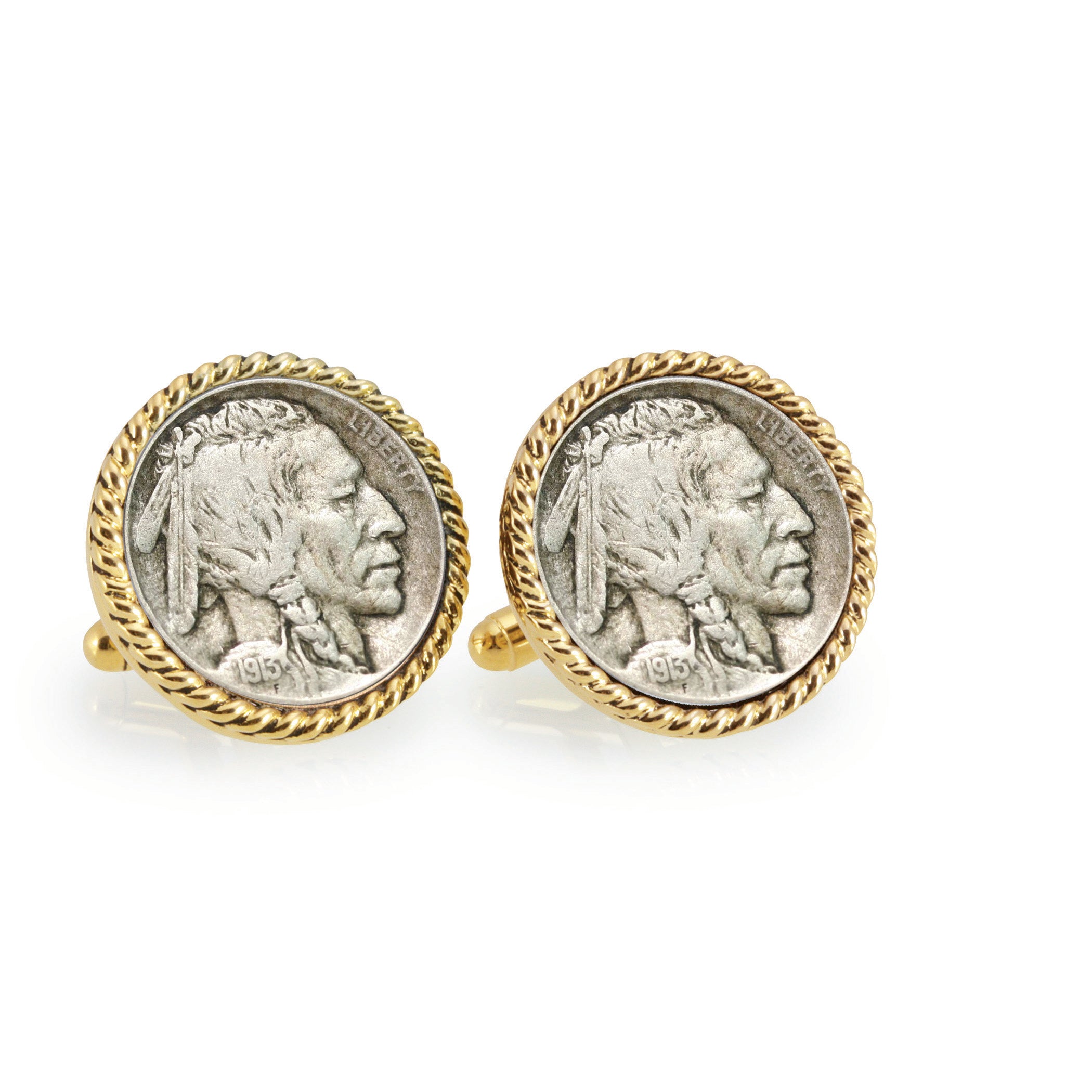 1913 First-Year-of-Issue Buffalo Nickel Goldtone Rope Bezel Coin Cuff ...