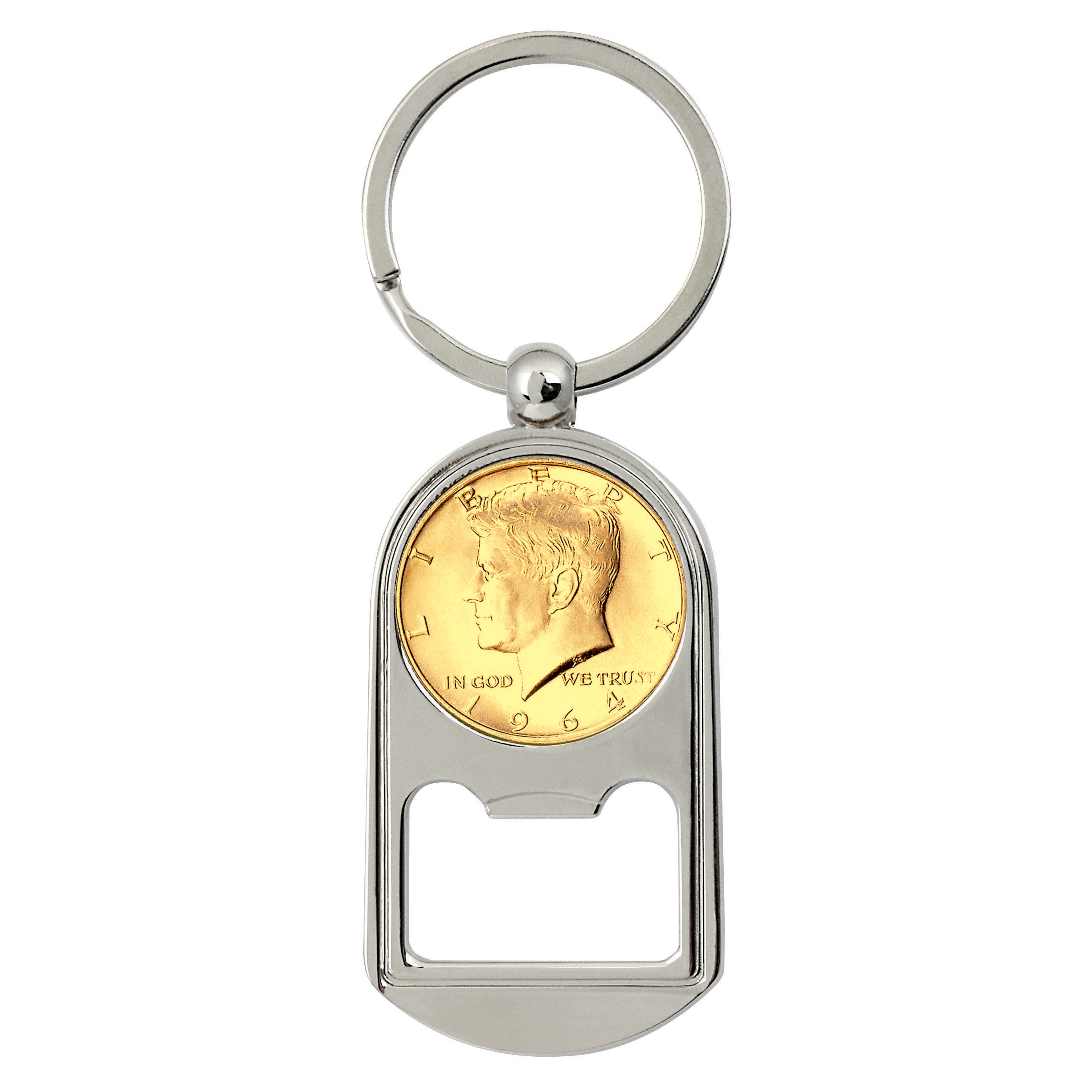 Gold-Layered JFK 1964 First Year of Issue Half Dollar Coin Key Chain B ...