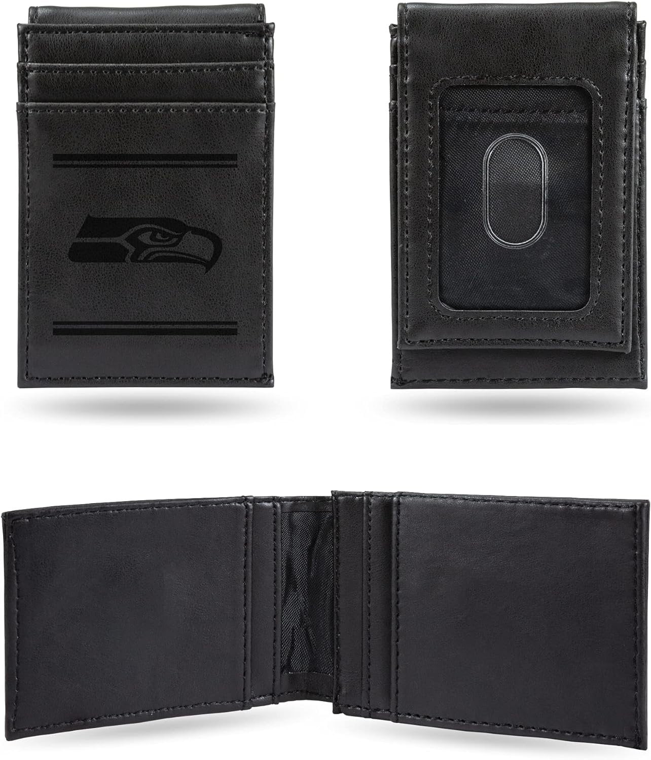 FranklinMint.com | Seattle Seahawks Premium Black Leather Wallet, Front ...